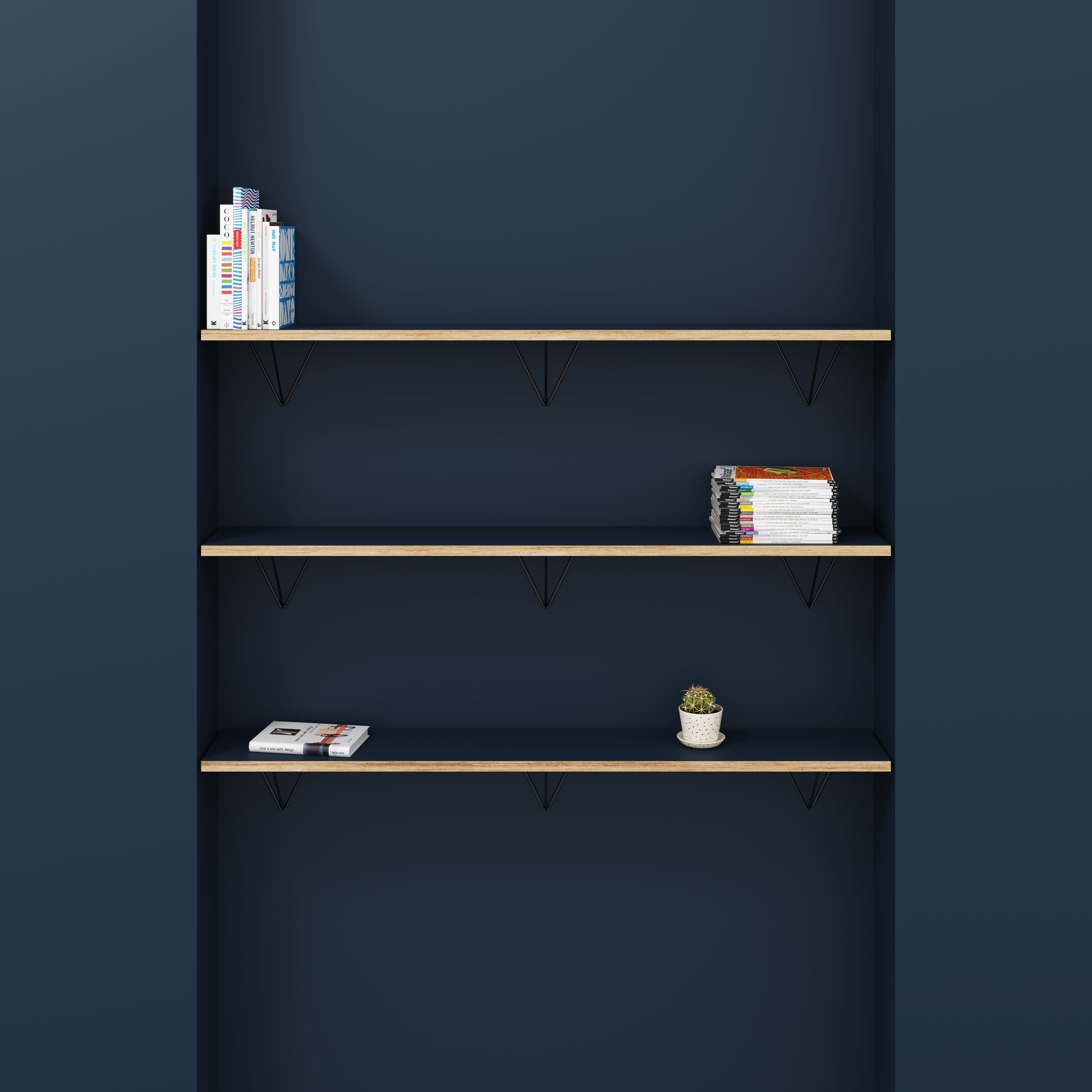 Wall Shelf with Prism Brackets - Formica Night Sea Blue - 1600(w) x 25 ...