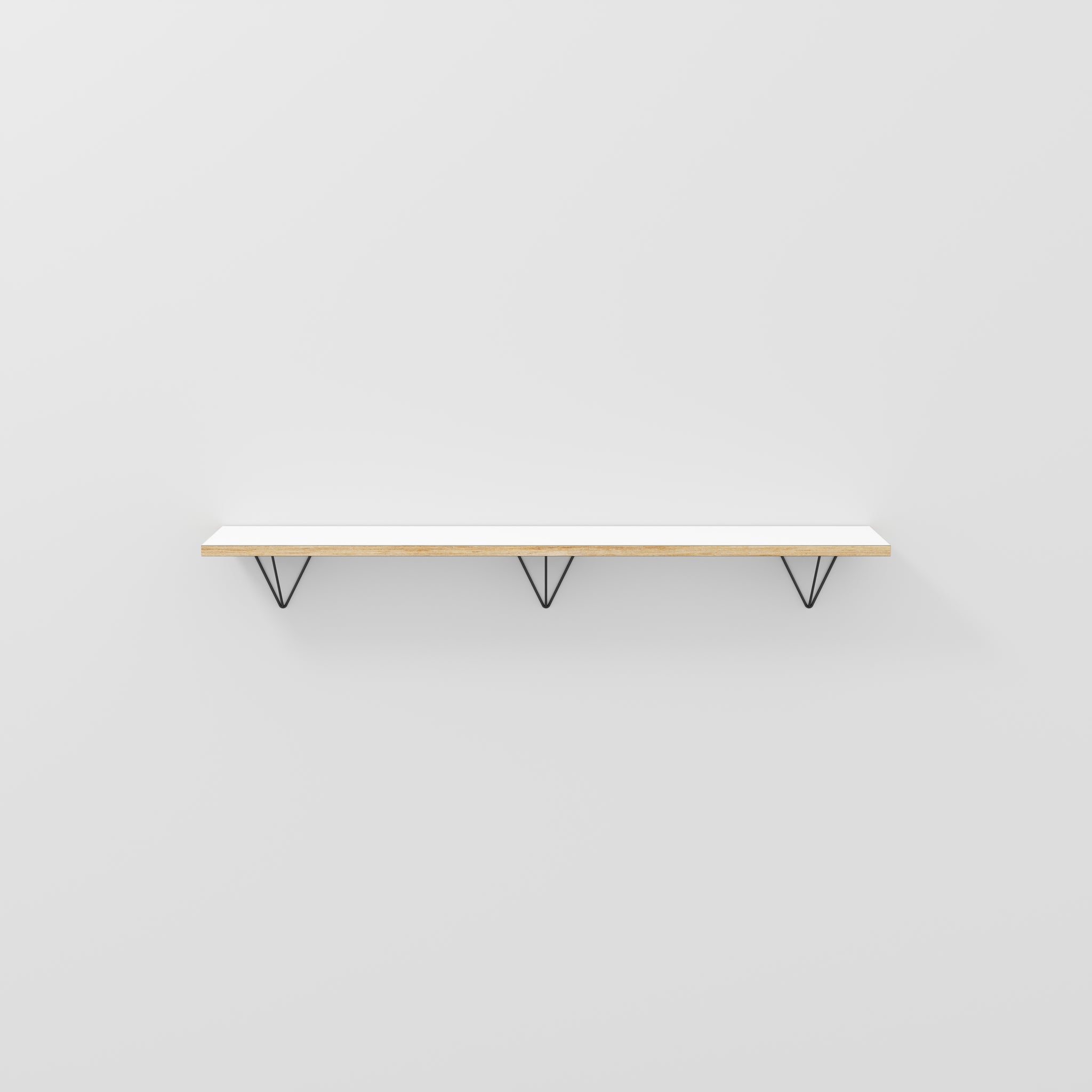 Plywood Wall Shelf with Prism Brackets - Formica White - 1600(w) x 250