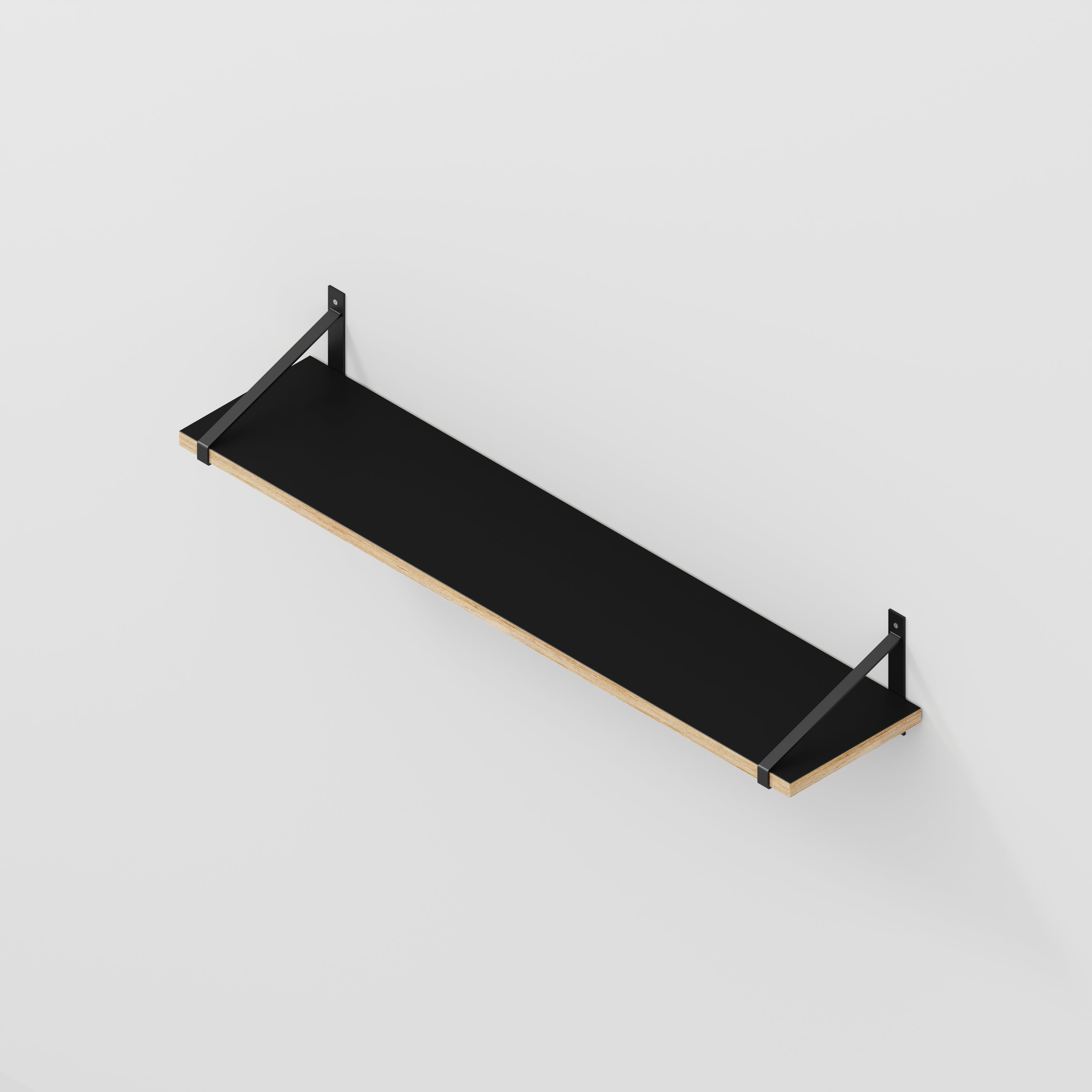 Plywood Wall Shelf with Suspense Brackets - Formica Diamond Black - 12