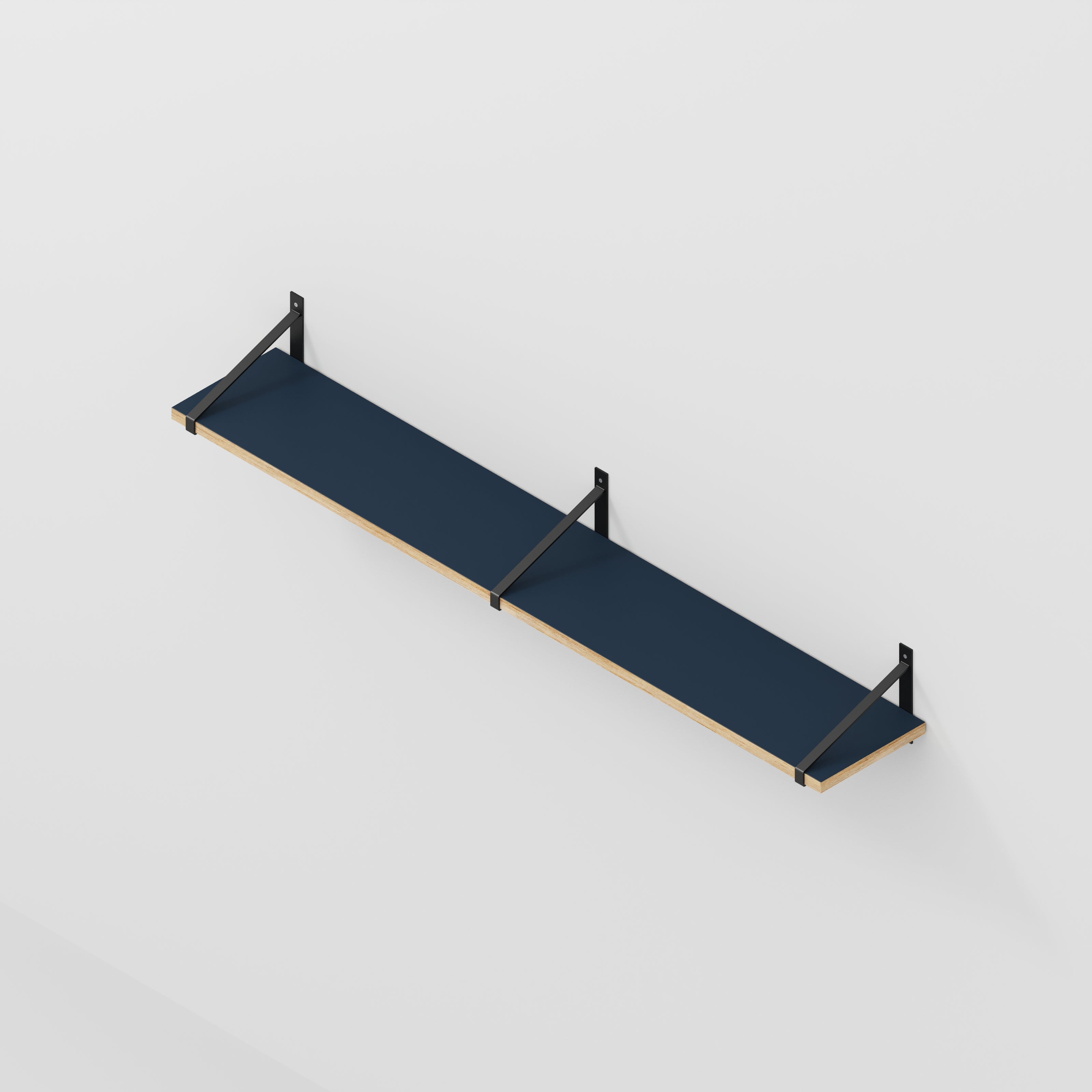 Plywood Wall Shelf with Suspense Brackets - Formica Night Sea Blue - 1