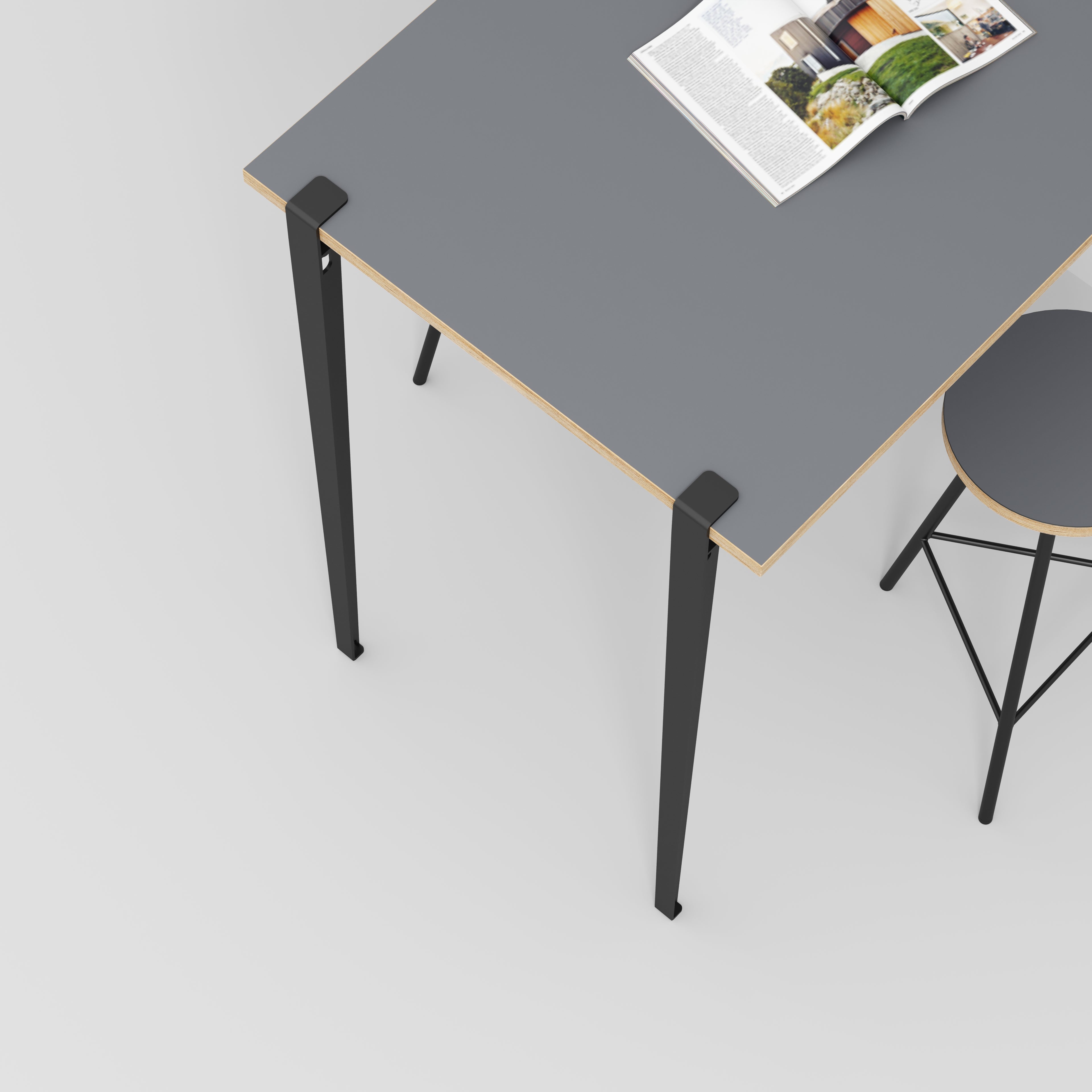 Wall Table with Black Tiptoe Legs and Brackets - Formica Tornado Grey ...