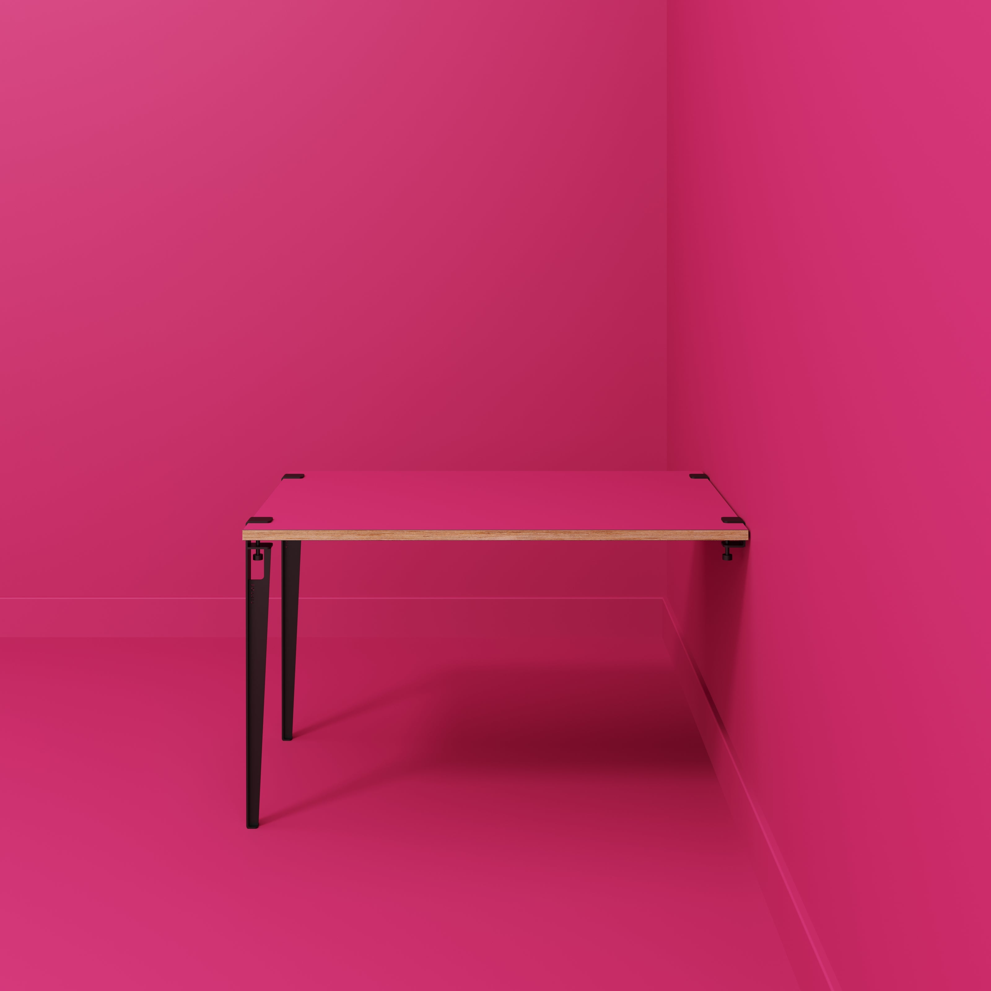 Plywood Wall Table with Black Tiptoe Legs and Brackets - Formica Juicy