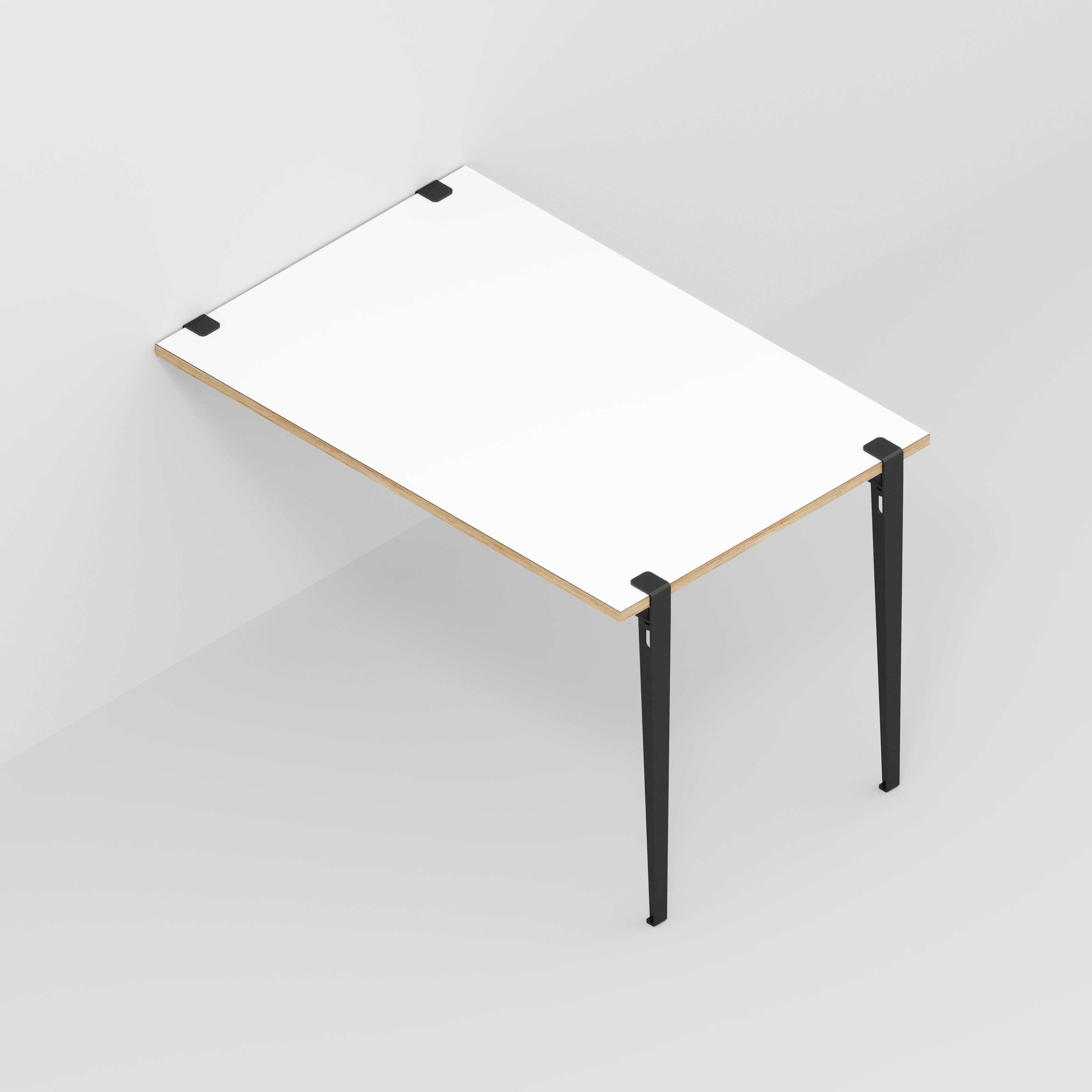 Wall Table with Black Tiptoe Legs and Brackets - Formica White - 1200 ...