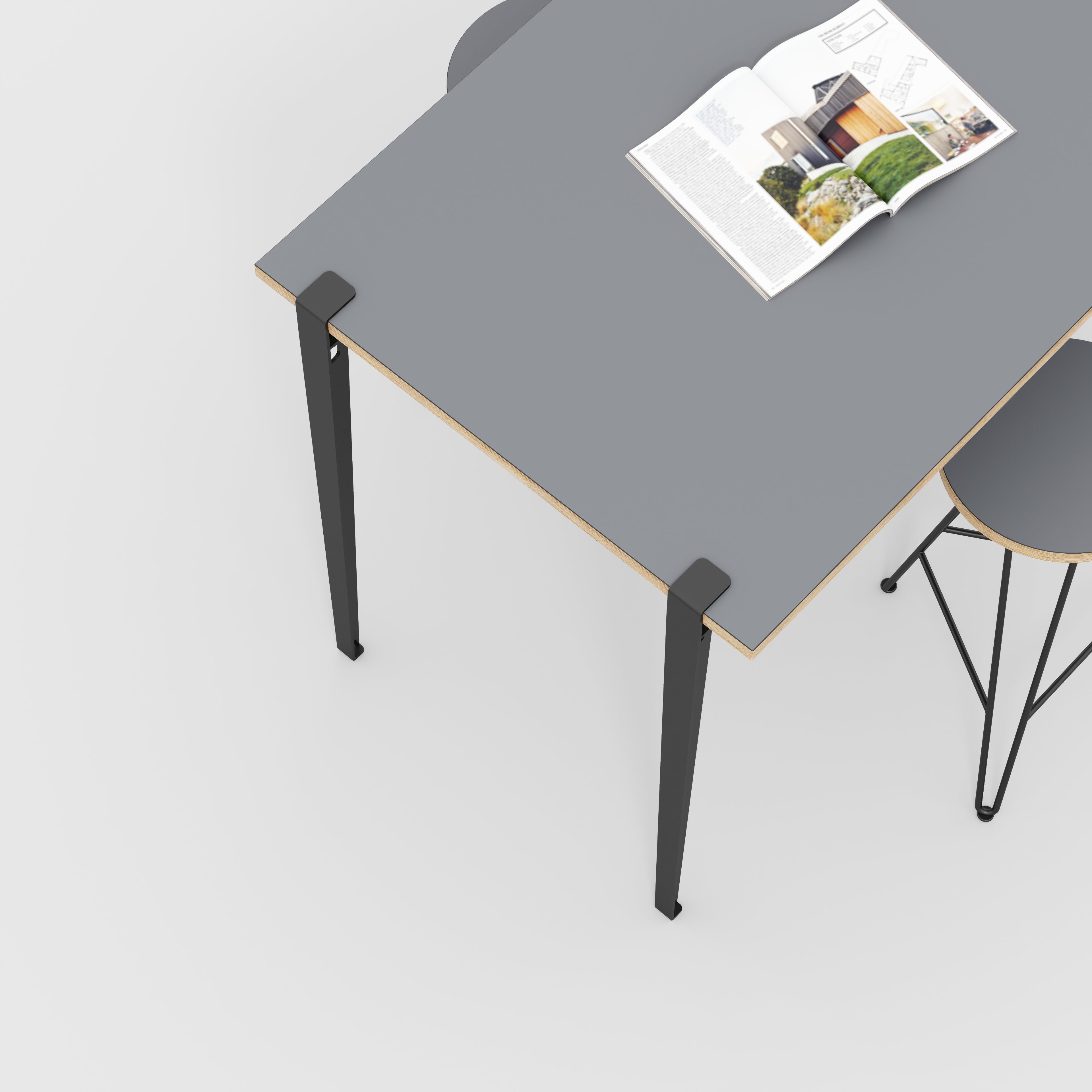 Wall Table with Black Tiptoe Legs and Brackets - Formica Tornado Grey ...
