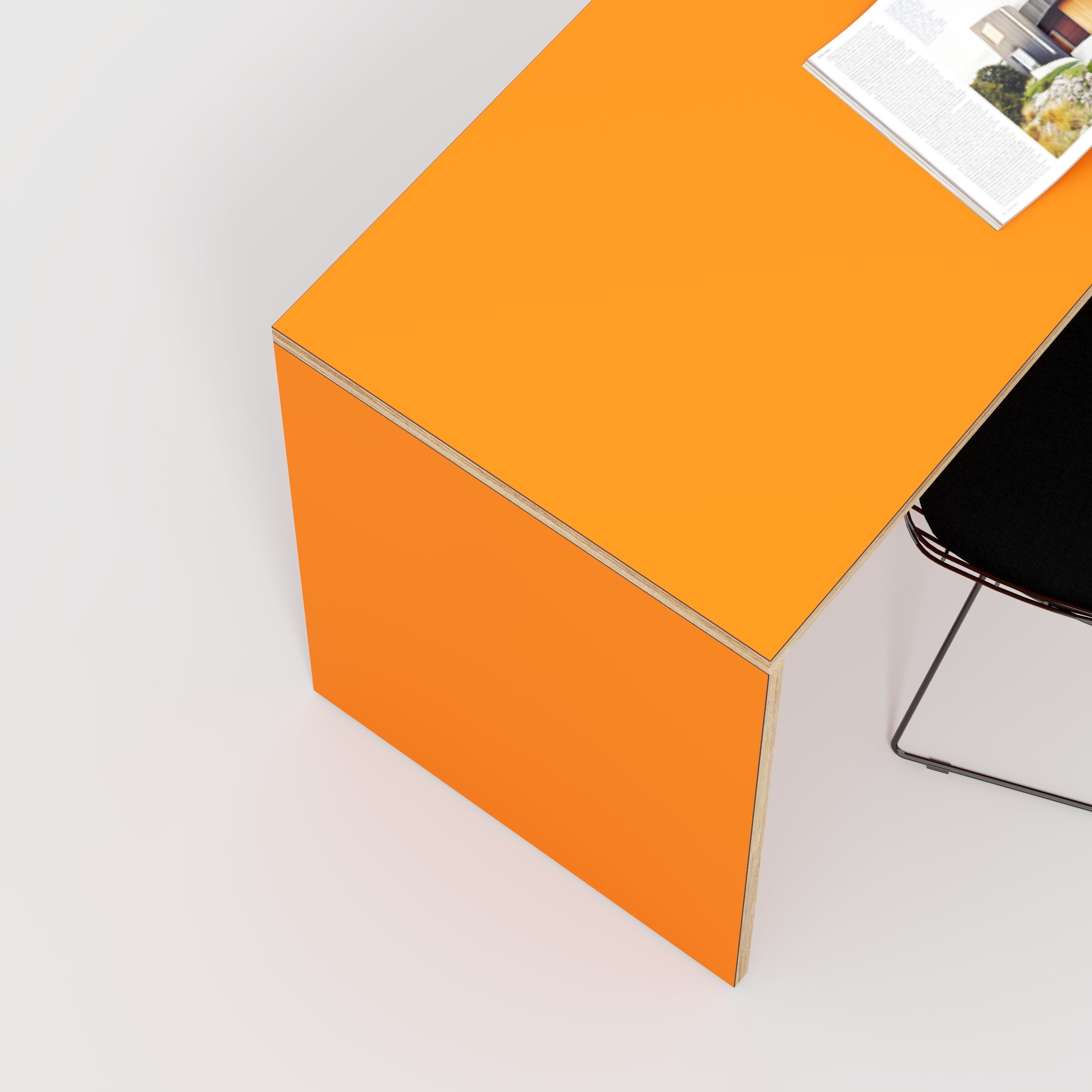 Plywood Desk with Solid Sides - Formica Levante Orange - 1200(w) x 600
