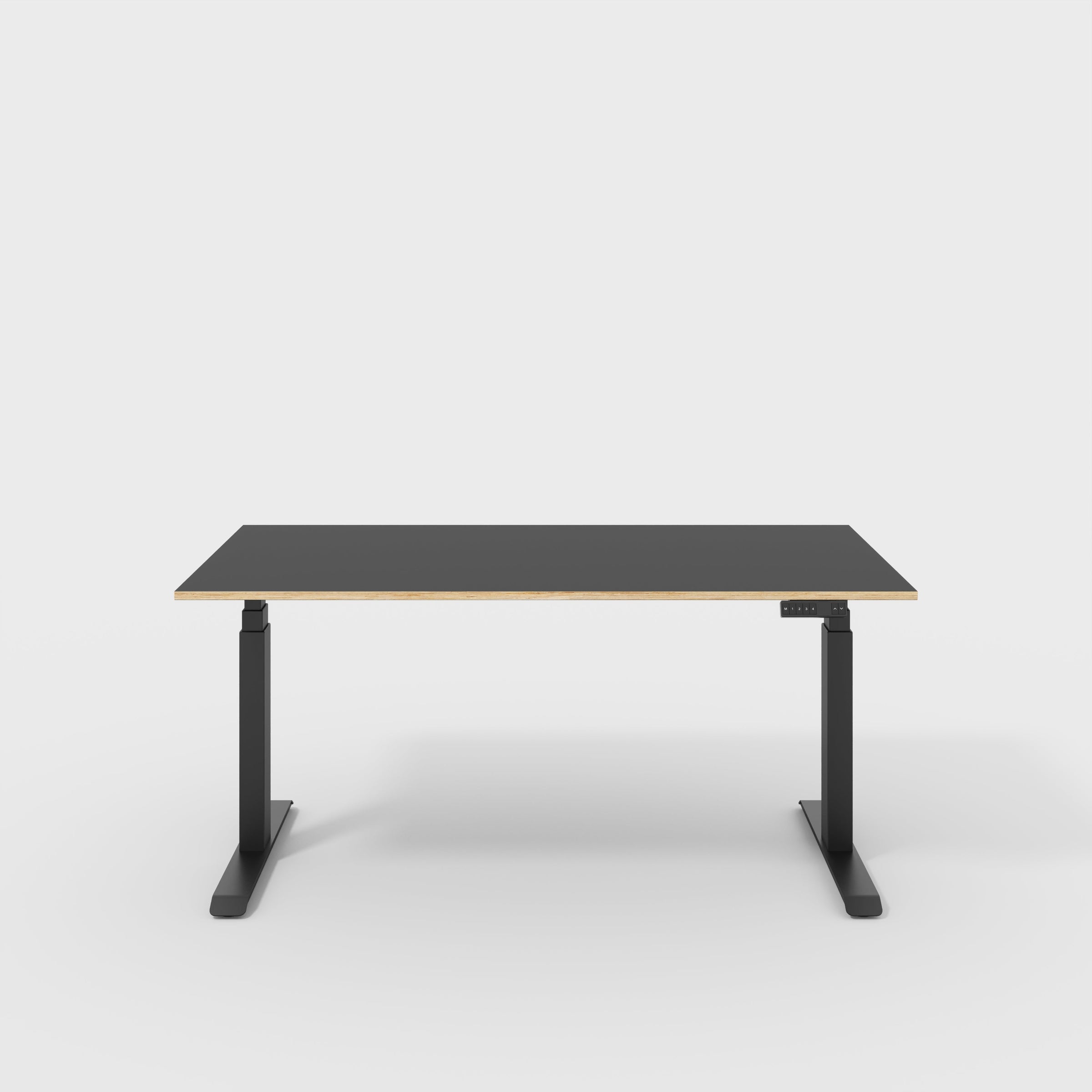 Plywood Sit Stand Desk with Black Frame - Formica Diamond Black - 1600